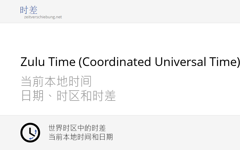 Z - Zulu Time (Coordinated Universal Time): 当前本地时间