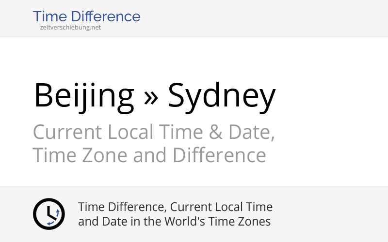 Time Difference: Beijing, China » Sydney, Australia