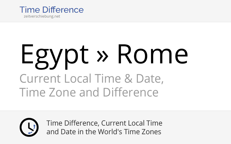 Time Difference: Egypt, Africa/Cairo » Rome, Italy
