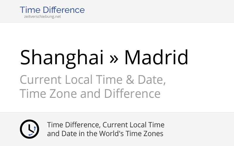 Time Difference: Shanghai, China » Madrid, Spain