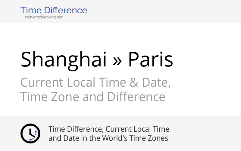 Time Difference: Shanghai, China » Paris, France