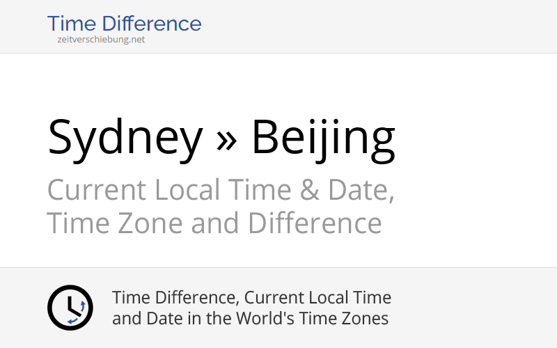 Time Difference: Sydney, Australia » Beijing, China