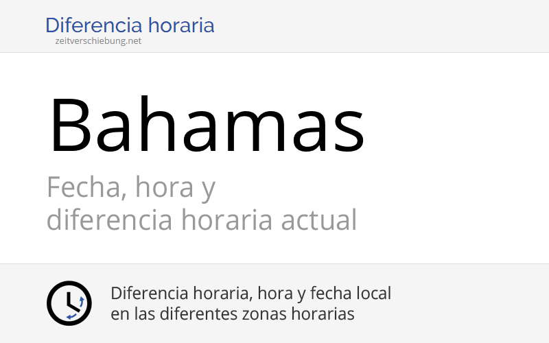 Bahamas, Norteamérica: Fecha, hora y diferencia horaria actual