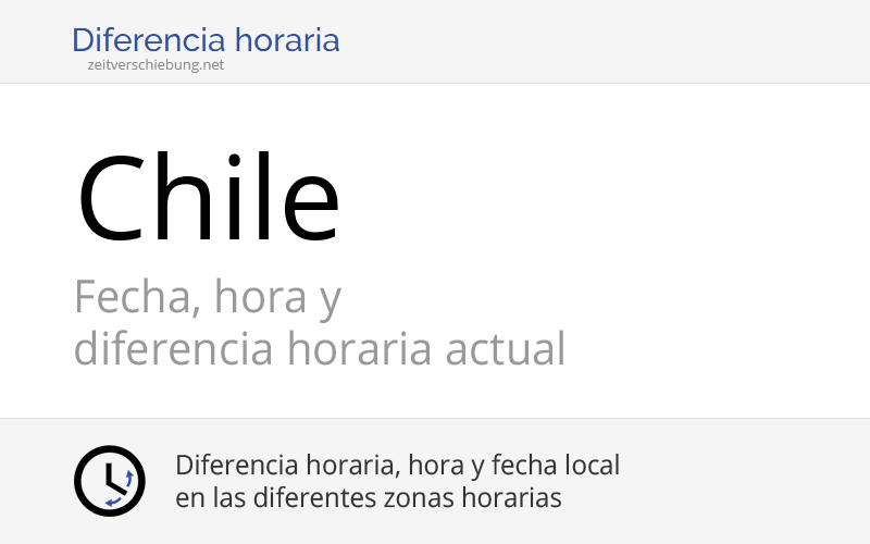 Chile, Sudamérica: Fecha, hora y diferencia horaria actual
