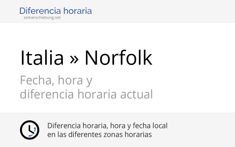 Diferencia horaria: Italia, Europe/Rome » Norfolk, Estados Unidos (USA)