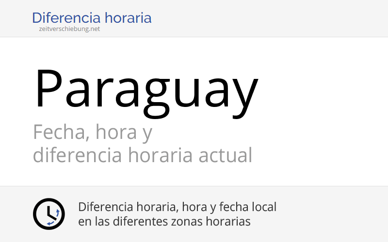 Paraguay, Sudamérica: Fecha, hora y diferencia horaria actual