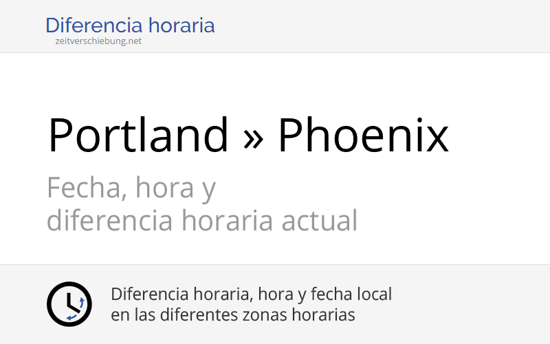 Diferencia horaria: Portland, Estados Unidos (USA) » Phoenix, Estados ...