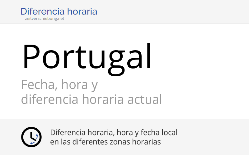 Portugal, Europa: Fecha, hora y diferencia horaria actual