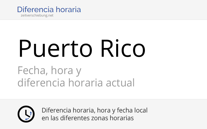 Puerto Rico, Norteamérica: Fecha, hora y diferencia horaria actual