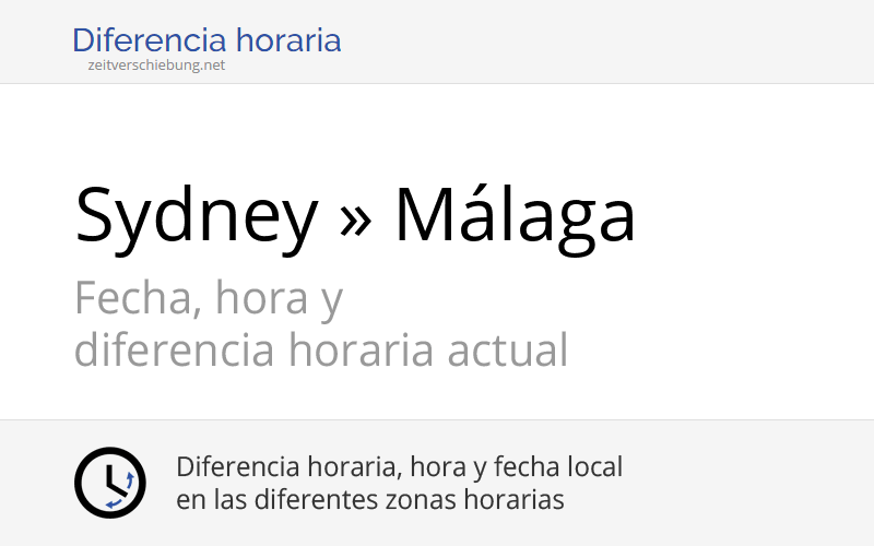 Diferencia horaria: Sydney, Australia » Málaga, España