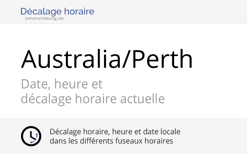 Australia/Perth: Fuseau horaire en Australie, Heure actuelle