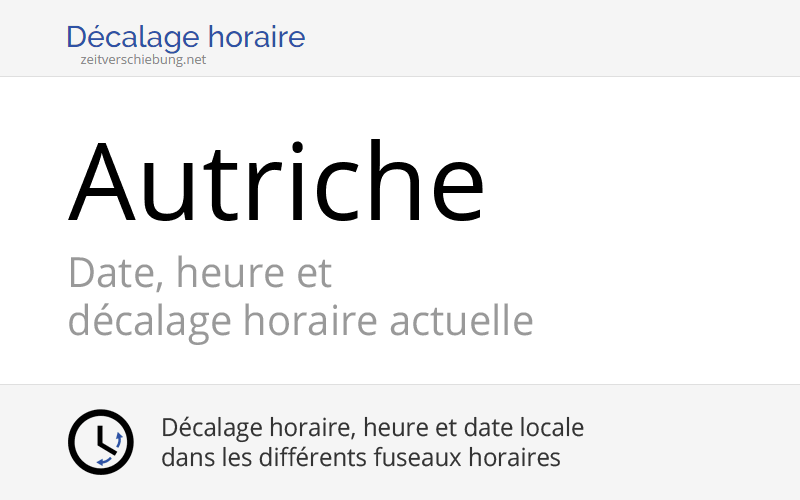 Autriche, Europe: Date, heure et décalage horaire actuelle