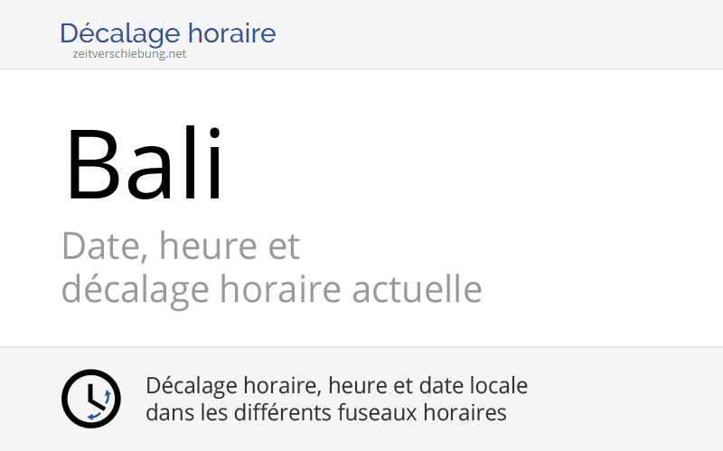 Bali, Indonésie: Date, heure et décalage horaire actuelle