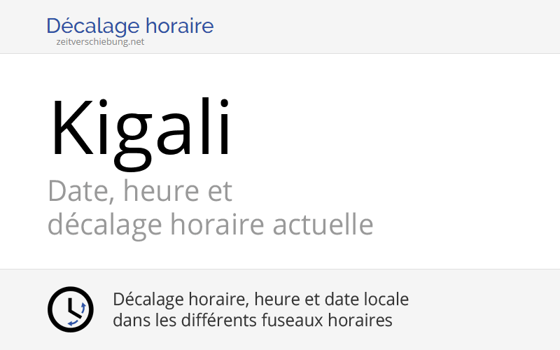Heure actuelle à Kigali, Rwanda (Nyarugenge District): Date, fuseau ...