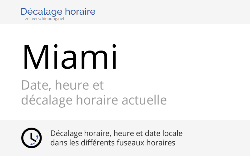 Heure actuelle à Miami, États-Unis (USA) (Miami-Dade County, Florida ...