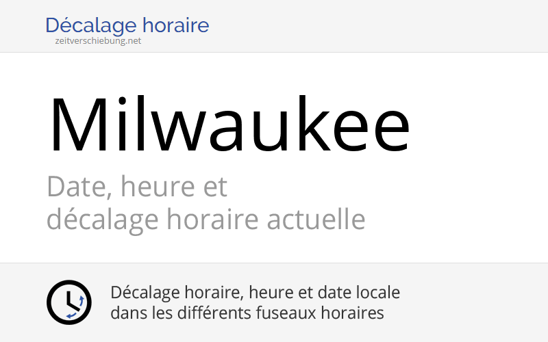 Heure actuelle à Milwaukee, États-Unis (USA) (Milwaukee County ...