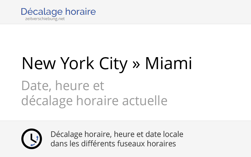 Décalage horaire: New York City, États-Unis (USA) » Miami, États-Unis (USA)