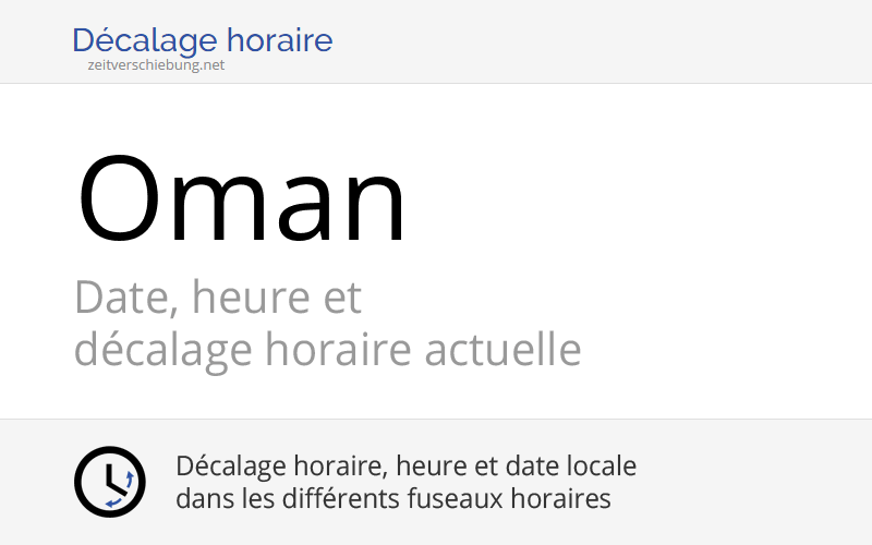 Oman, Asie: Date, heure et décalage horaire actuelle