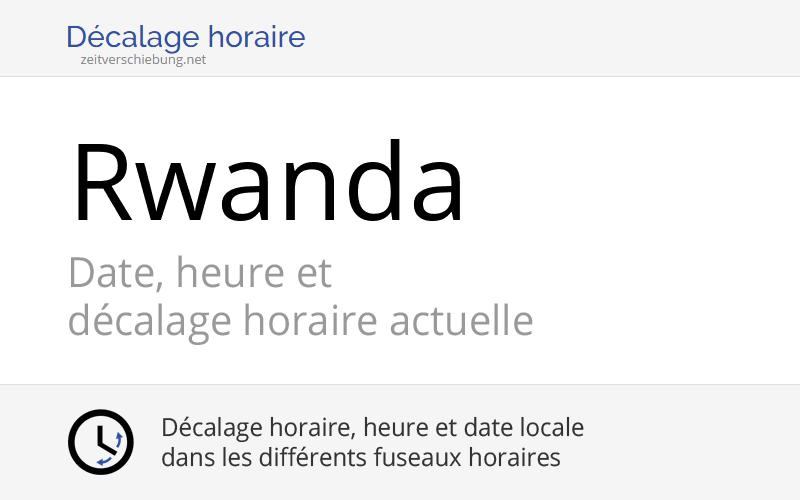 Rwanda, Afrique: Date, heure et décalage horaire actuelle