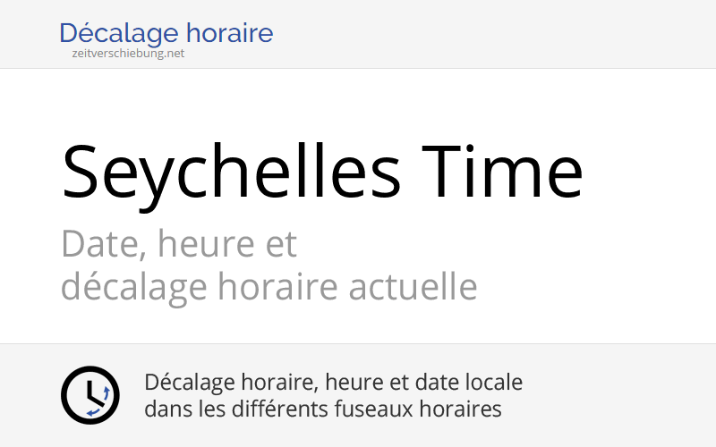 SCT - Seychelles Time: Heure actuelle